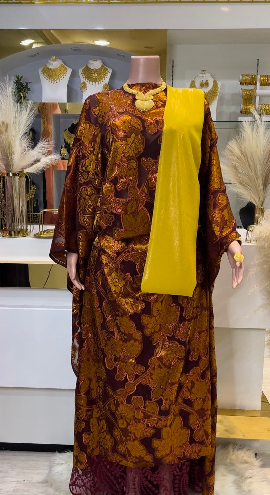 Burgandy & Burnt Yellow Dirac – Hilac Beauty Natural